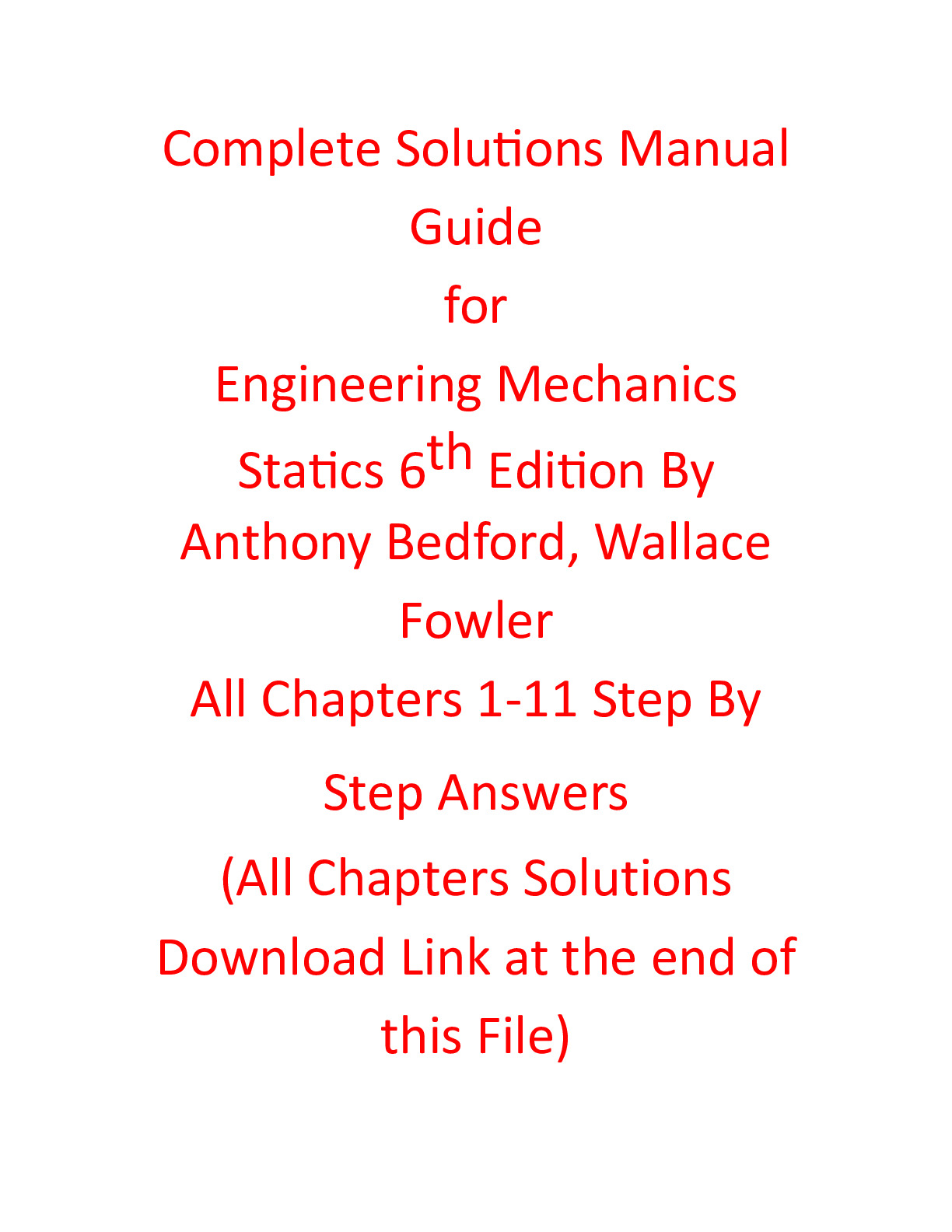 Solutions Manual for Engineering Mechanics Statics & Dynamics 6th ... Solutions Manual for Engineering Mechanics Statics & Dynamics 6th ...