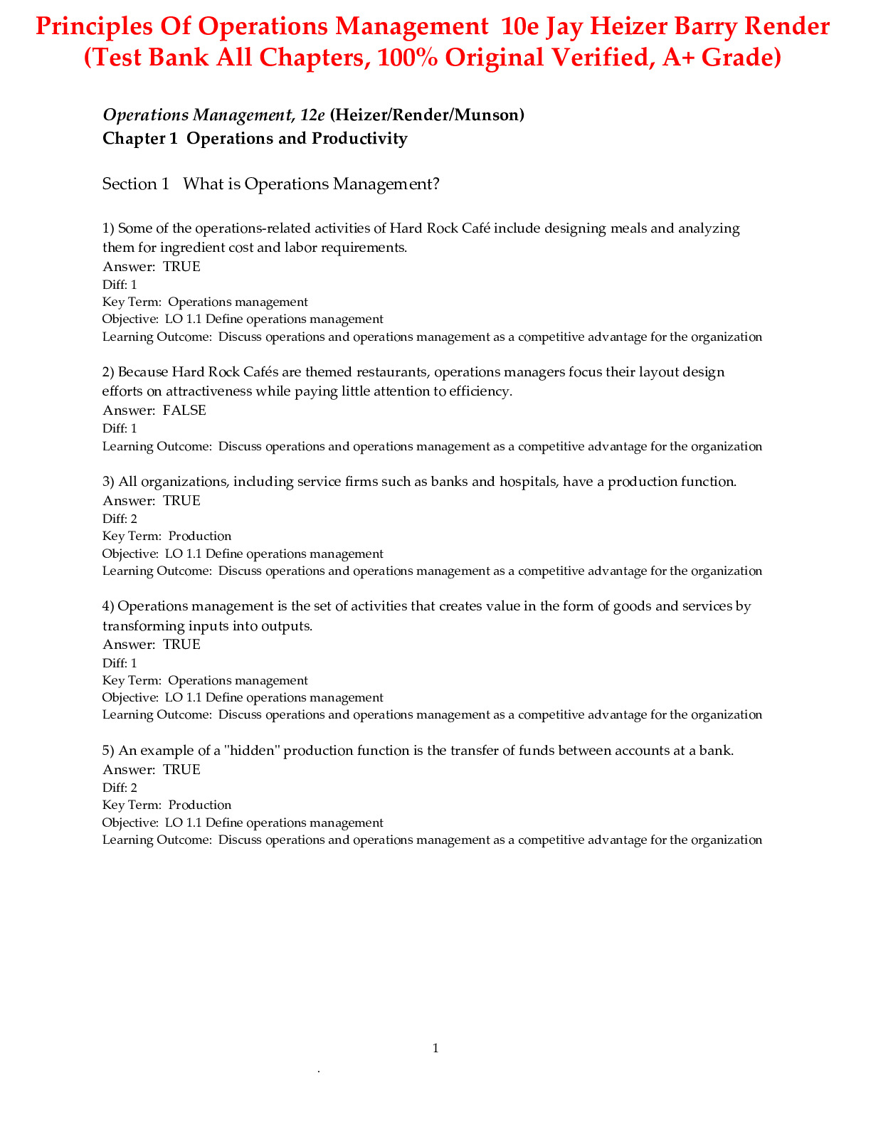 Solutions Manual With Test Bank For Principles Of Operations Management ...