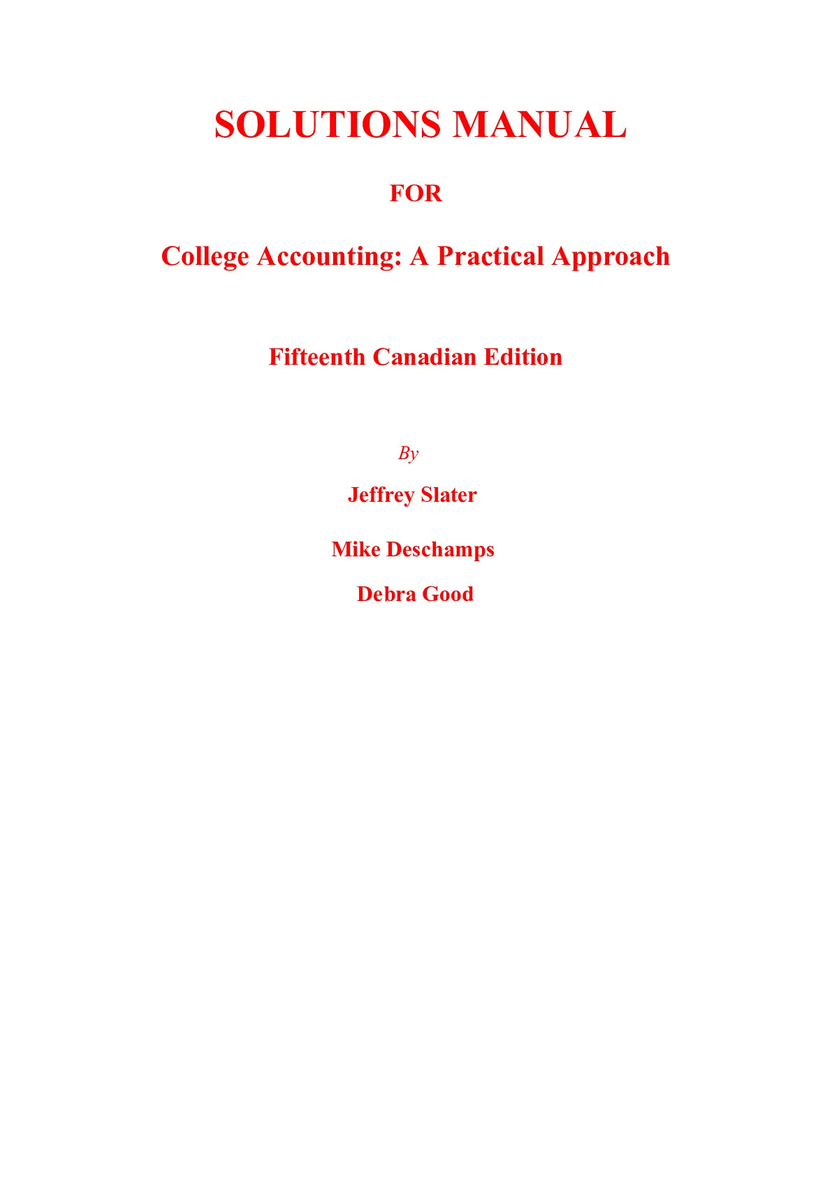 Solutions Manual For College Accounting A Practical Approach 15th ...