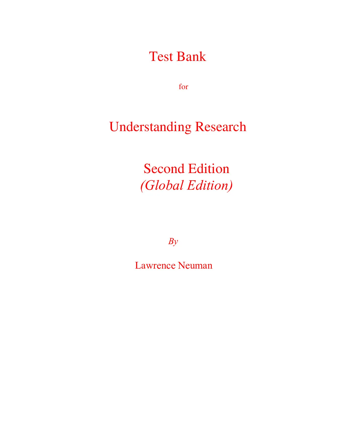 Test Bank For Understanding Research 2nd Edition (Global Edition) By ...