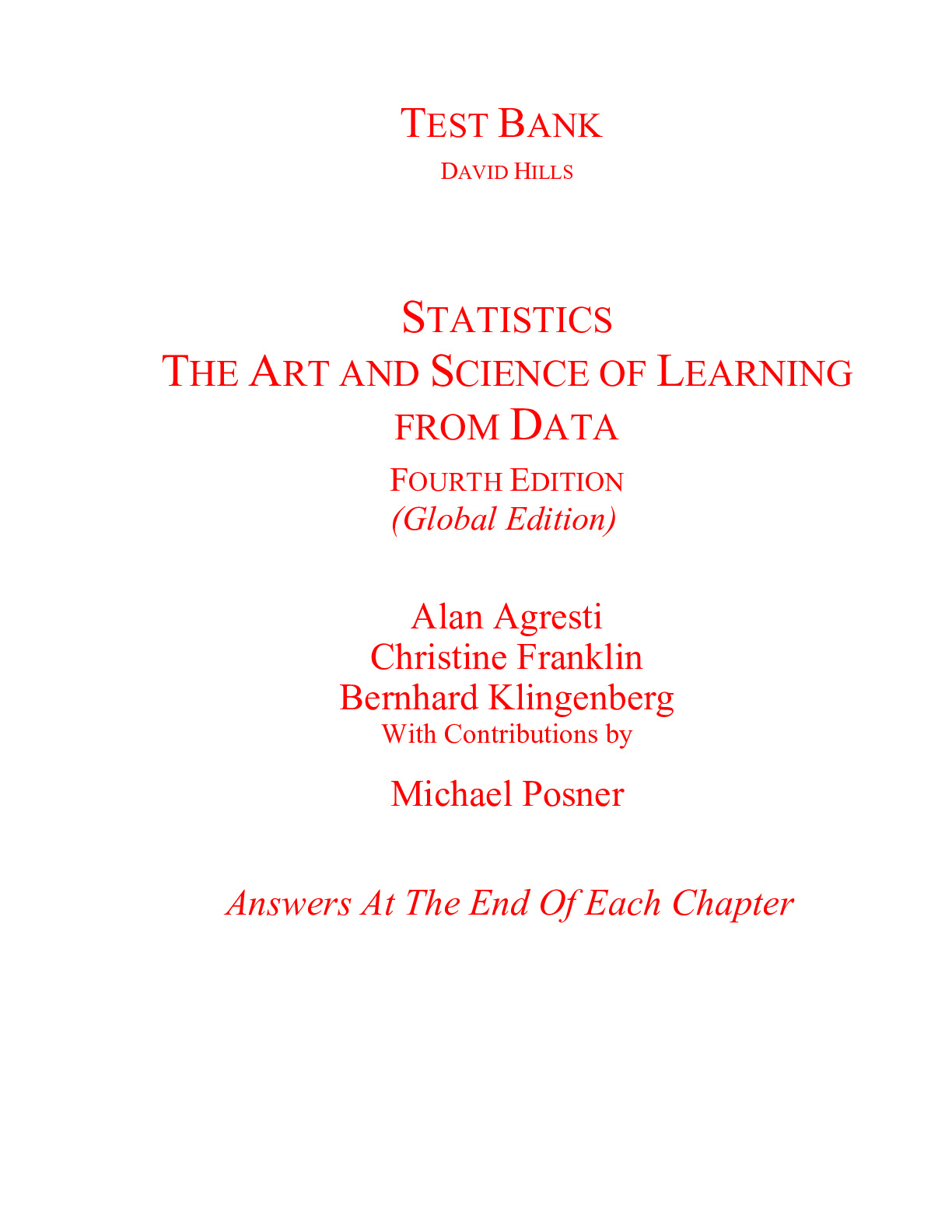 Test Bank For Statistics The Art and Science of Learning from Data 4th ...