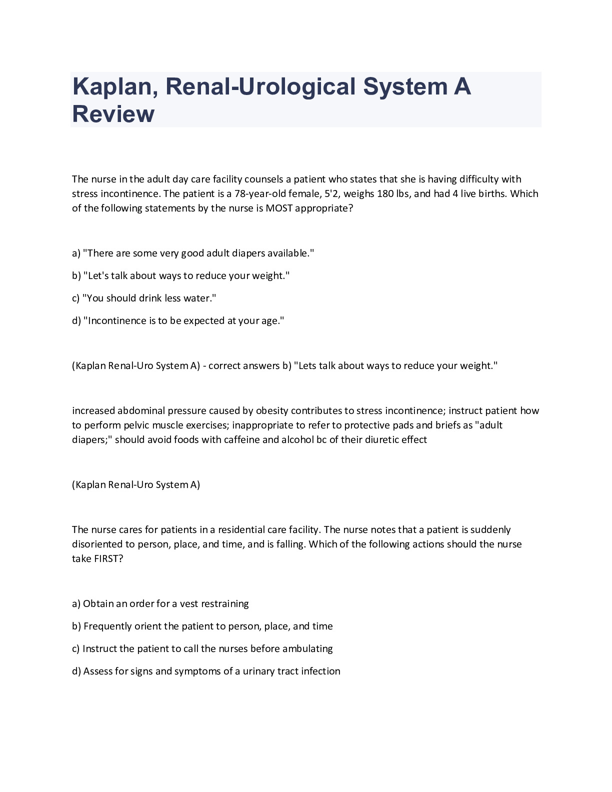Pathophysiology Kaplan Questions with complete solution 2023/2024 ...