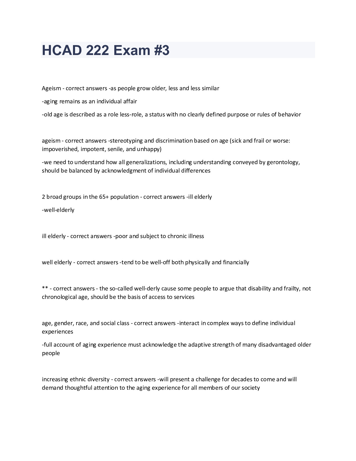 Exam Hcad 222 exam 1 Question and answers already passed 2024 - DocMerit