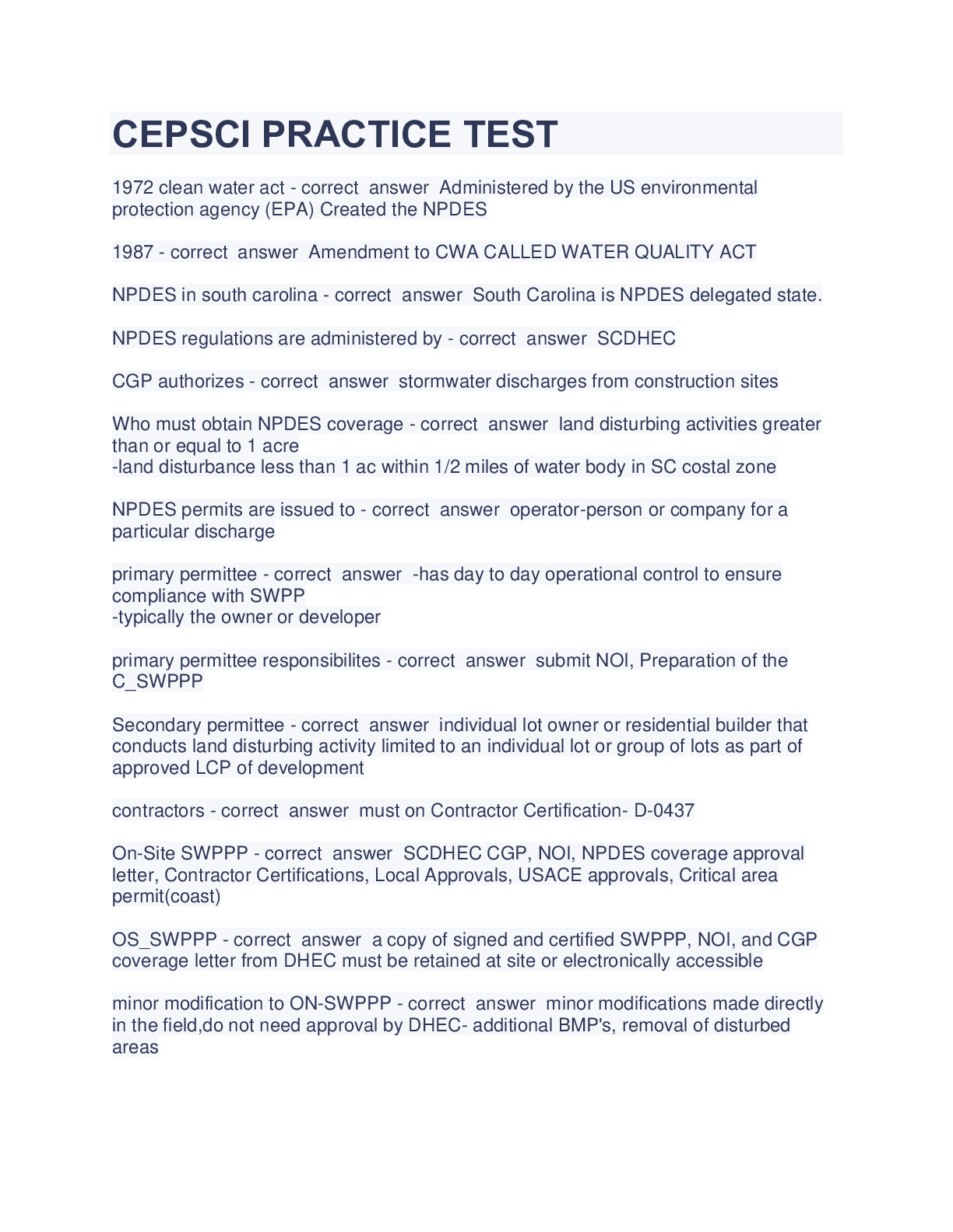 CEPSCI PRACTICE TEST Questions with complete solution 2024/2025 - DocMerit