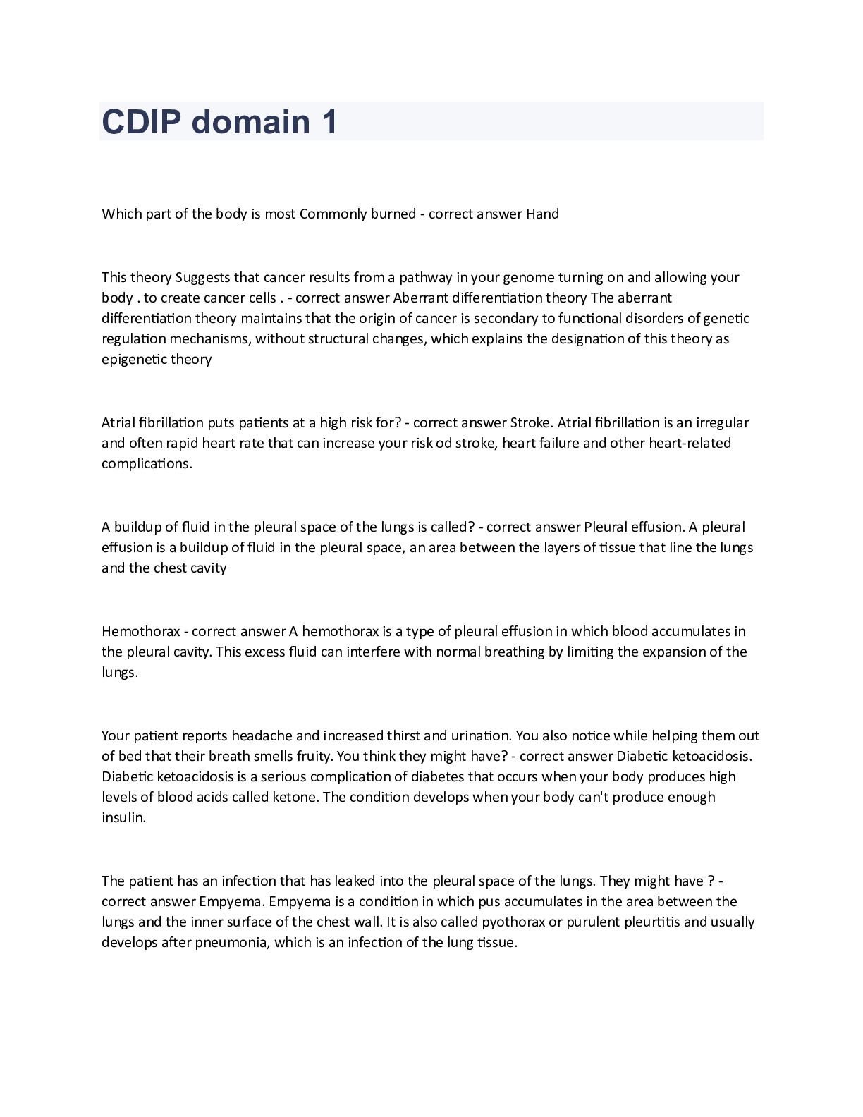 CDIP domain 1 Question and answers correctly solved 2024 - DocMerit CDIP domain 1 Question and answers correctly solved 2024 - DocMerit