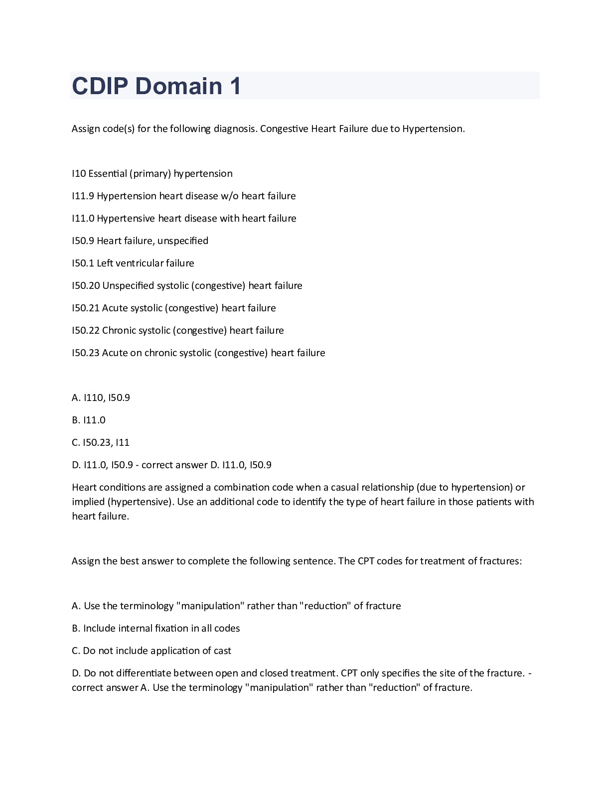 CDIP Domain 1 Question and answers 2024 verified to pass - DocMerit