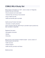 CSMLS MLA Study Set Question and answers correctly solved - DocMerit