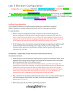Straighterline Intro to Chemistry CHEM101L Lab 5 Electron Configuration ...