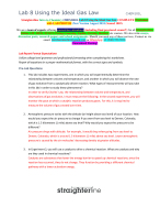 Straighterline Intro to Chemistry CHEM101L Lab 8 Using the Ideal Gas ...