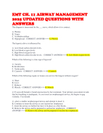 EMT CH. 11 AIRWAY MANAGEMENT 2025 UPDATED QUESTIONS WITH ANSWERS - DocMerit