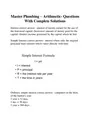 Master Plumbing – Arithmetic- Questions With Complete Solutions - DocMerit