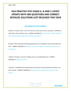 HCA PRACTICE TEST EXAM A, B AND C LATEST UPDATE WITH 380 QUESTIONS AND ...