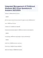 Integrated Management of Childhood Illnesses IMCI Exam Questions and ...