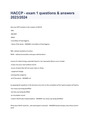 HACCP - exam 1 questions & answers 2023/2024 - DocMerit