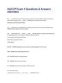 HACCP Exam 1 Questions and Answers 2023/2024 - DocMerit