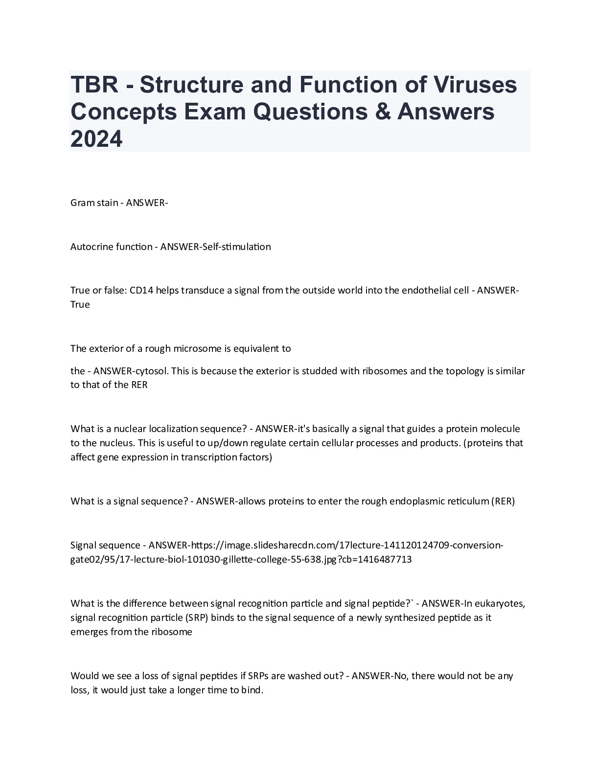 TBR - Structure and Function of Viruses Concepts Exam Questions ...