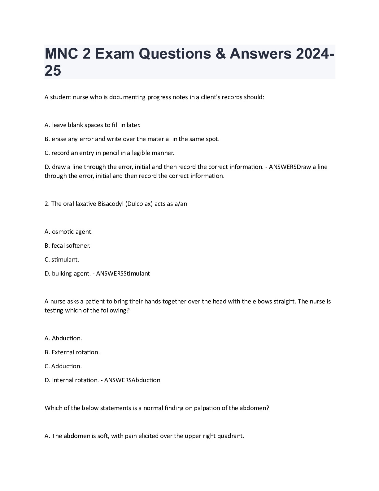 MNC 2 Exam Questions & Answers 2024-25 - DocMerit