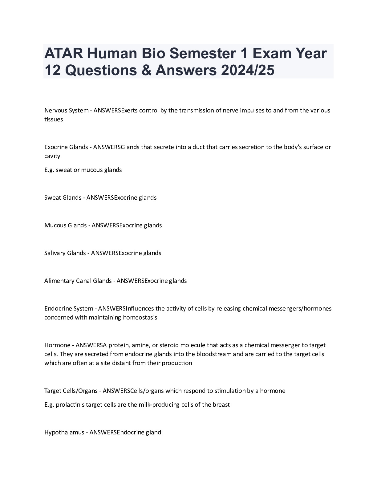 Geography Year 11 ATAR Semester 1 Exam Revision Questions & Answers ...