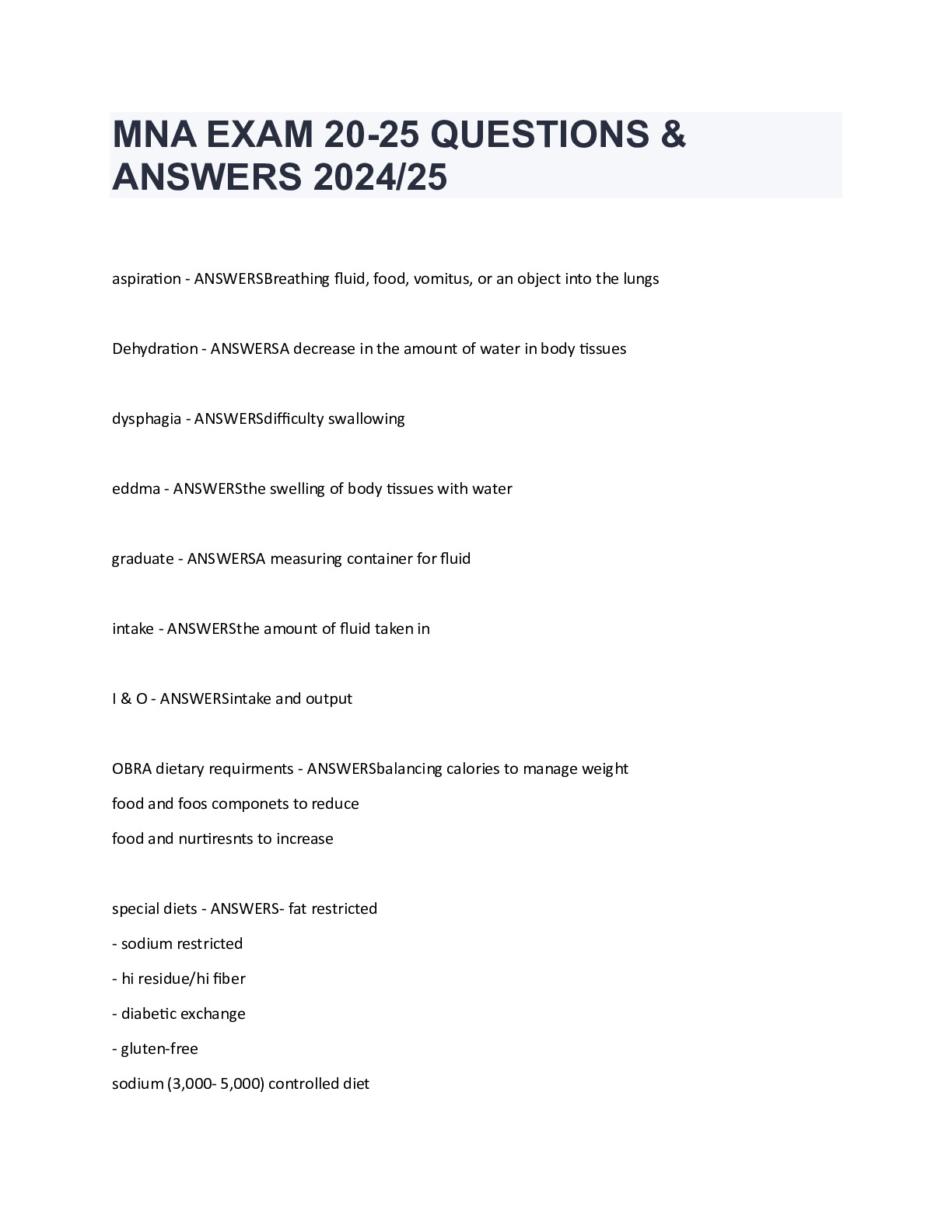 MNA Chapter 1 Test Practice Questions & Answers 2024/25 - DocMerit