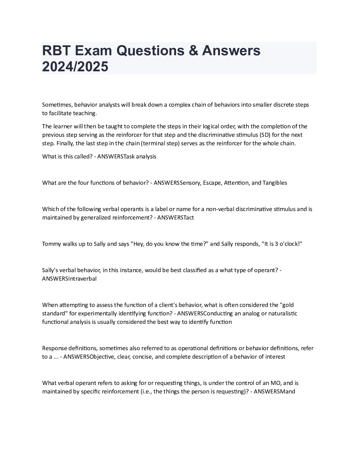 RBT Exam Questions & Answers 2024/2025 - DocMerit