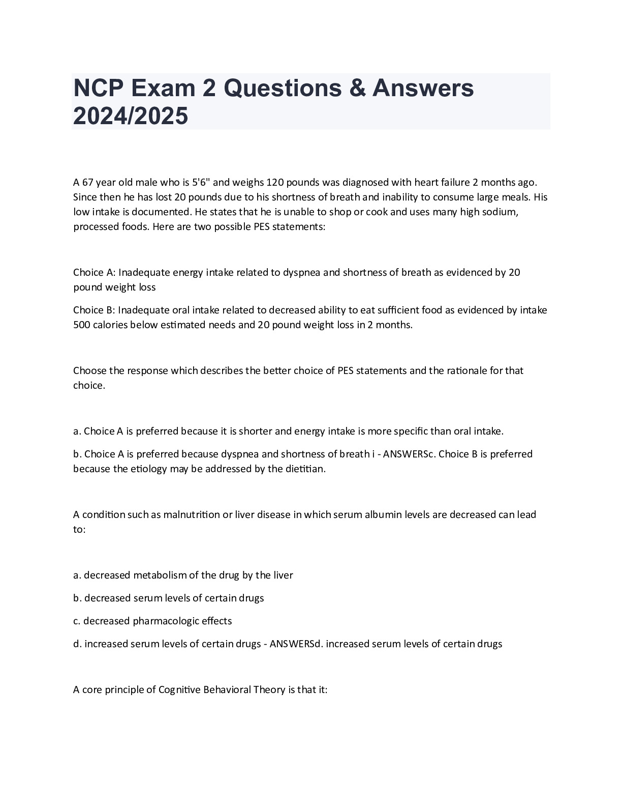 NCP Exam 2 Questions & Answers 2024/2025 - DocMerit