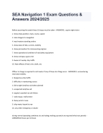 SEA Navigation 1 Exam Questions & Answers 2024/2025 - DocMerit