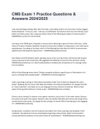 CMS Exam 1 Practice Questions and Answers 2024/2025 - DocMerit