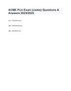 ACME PLU Exam (codes) Questions & Answers 2024/2025 - DocMerit