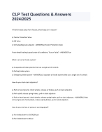 CLP Test Questions & Answers 2024/2025 - DocMerit