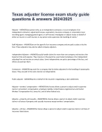 Texas adjuster license exam study guide questions & answers 2024/2025 ...