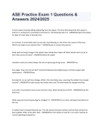 ASE Practice Exam Questions & Answers 2024/2025 - DocMerit