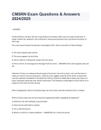CMSRN Exam Questions & Answers 2024/2025 - DocMerit