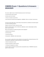 CMSRN Exam 1 Questions & Answers 2024/2025 - DocMerit