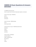CMSRN GI Exam Questions & Answers 2024/2025 - DocMerit