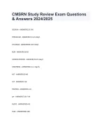 CMSRN Study Review Exam Questions and Answers 2024/2025 - DocMerit