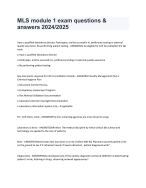 MLS 331 SG Exam 1 Questions & Answers 2024/2025 - DocMerit