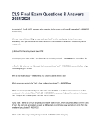 CLS Final Exam Questions & Answers 2024/2025 - DocMerit