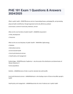 PHE 101 Exam 1 Questions & Answers 2024/2025 - DocMerit
