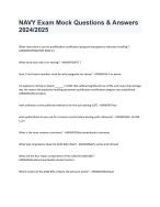 NAVY Exam Mock Questions & Answers 2024/2025 - DocMerit