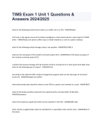 TIMS Exam 1 Unit 1 Questions & Answers 2024/2025 - DocMerit