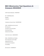 BEC Mnemonics Test Questions and Answers 2024/2025 - DocMerit
