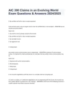 AIC 300 Claims in an Evolving World Exam Questions and Answers 2024/ ...