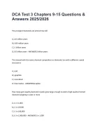 DCA Test 3 Chapters 9-15 Questions and Answers 2025/2026 - DocMerit