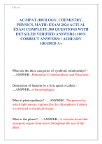 AC-HPAT (BIOLOGY, CHEMISTRY, PHYSICS, MATH) EXAM 2025 ACTUAL EXAM ...
