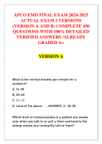 APCO EMD FINAL EXAM 2024-2025 ACTUAL EXAM 2 VERSIONS (VERSION A AND B ...