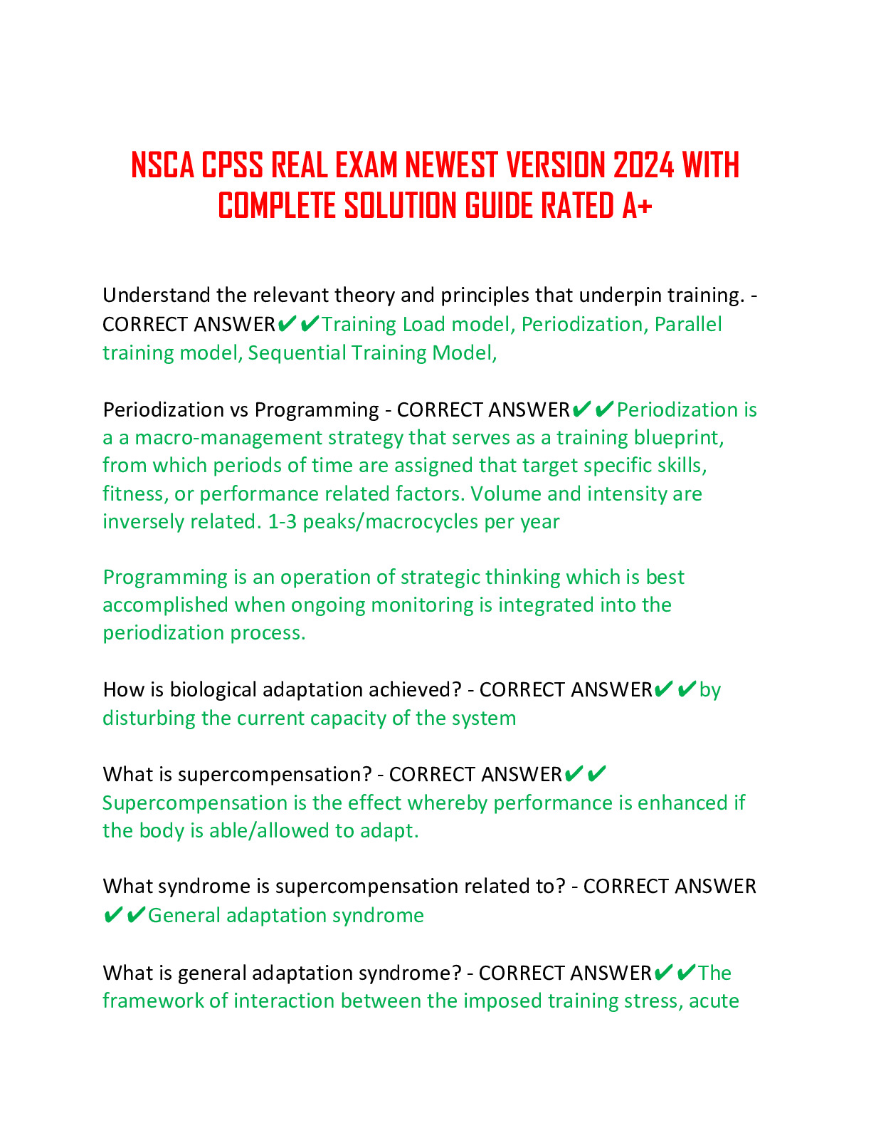 NSCA CPSS REAL EXAM NEWEST VERSION 2024 WITH COMPLETE SOLUTION GUIDE ...