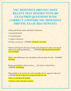 NSC DEFENSIVE DRIVING MOST RECENT TEST 2024/2025 WITH 400 EXAM PREP ...