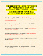 ESTHETICS STATE BOARD TEST LATEST 2024 WITH 500 REAL EXAM PREP ...