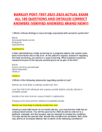 BARKLEY POST-TEST 2023-2024 ACTUAL EXAM ALL 100 QUESTIONS AND DETAILED ...