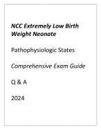NCC ELBW (PATHOPHYSIOLOGIC STATES) COMPREHENSIVE EXAM GUIDE Q & A 2024 ...